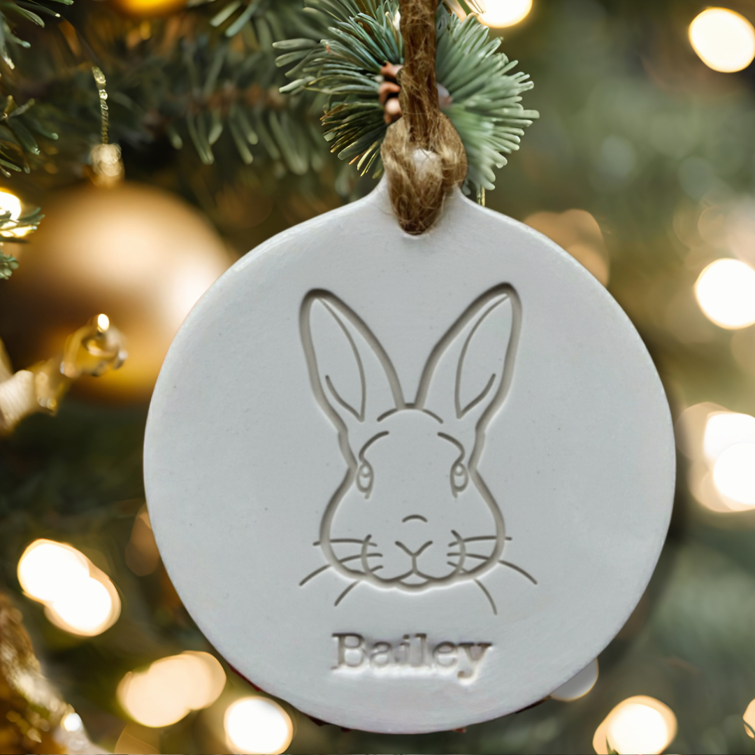 Personalised Rex Rabbit Bauble | Custom Bunny Xmas Tree Decoration